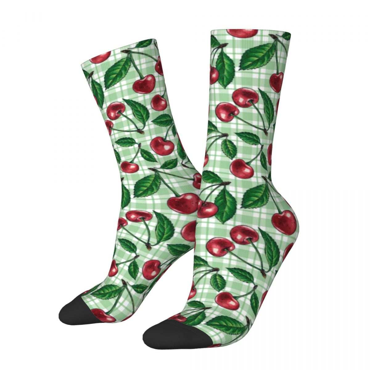 Cute Cherry Socks Autumn Red Fruit Print Stockings Casual Unisex Soft ...