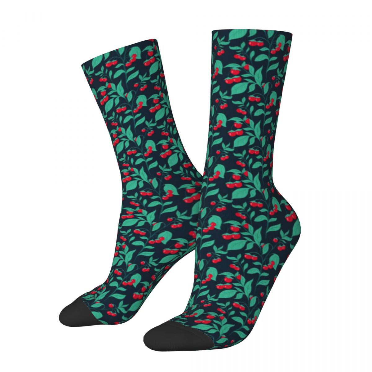 Cute Cherry Socks Autumn Red Fruit Print Stockings Casual Unisex Soft ...