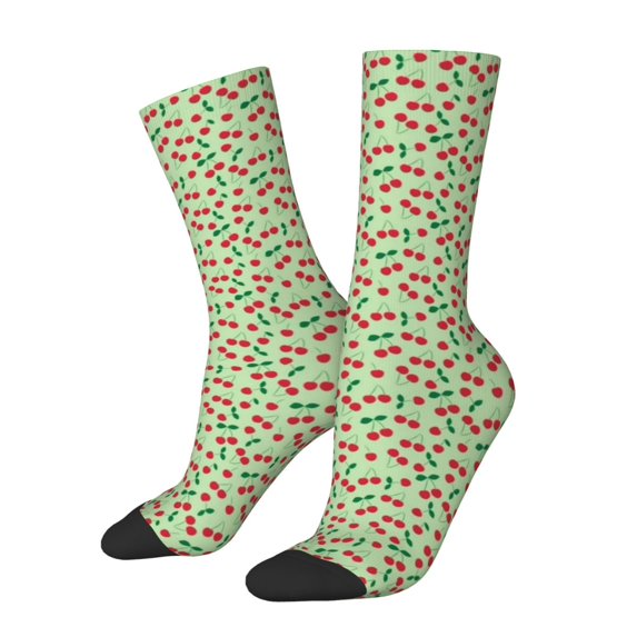 Cute Cherry Stockings Ladies Red Fruit Print Socks Comfortable Socks ...
