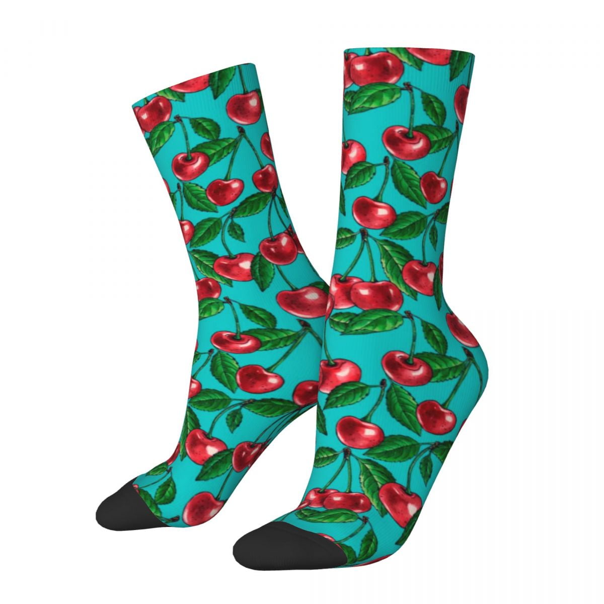 Cute Cherry Stockings Ladies Red Fruit Print Socks Comfortable Socks ...