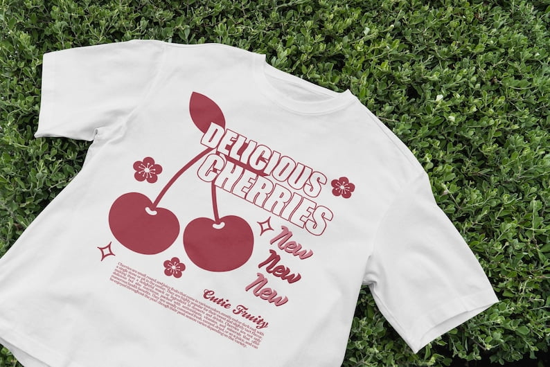 Cute Cherry T-Shirt, Aesthetic Orange Shirt, Cute Fruit Shirt, Adorable ...