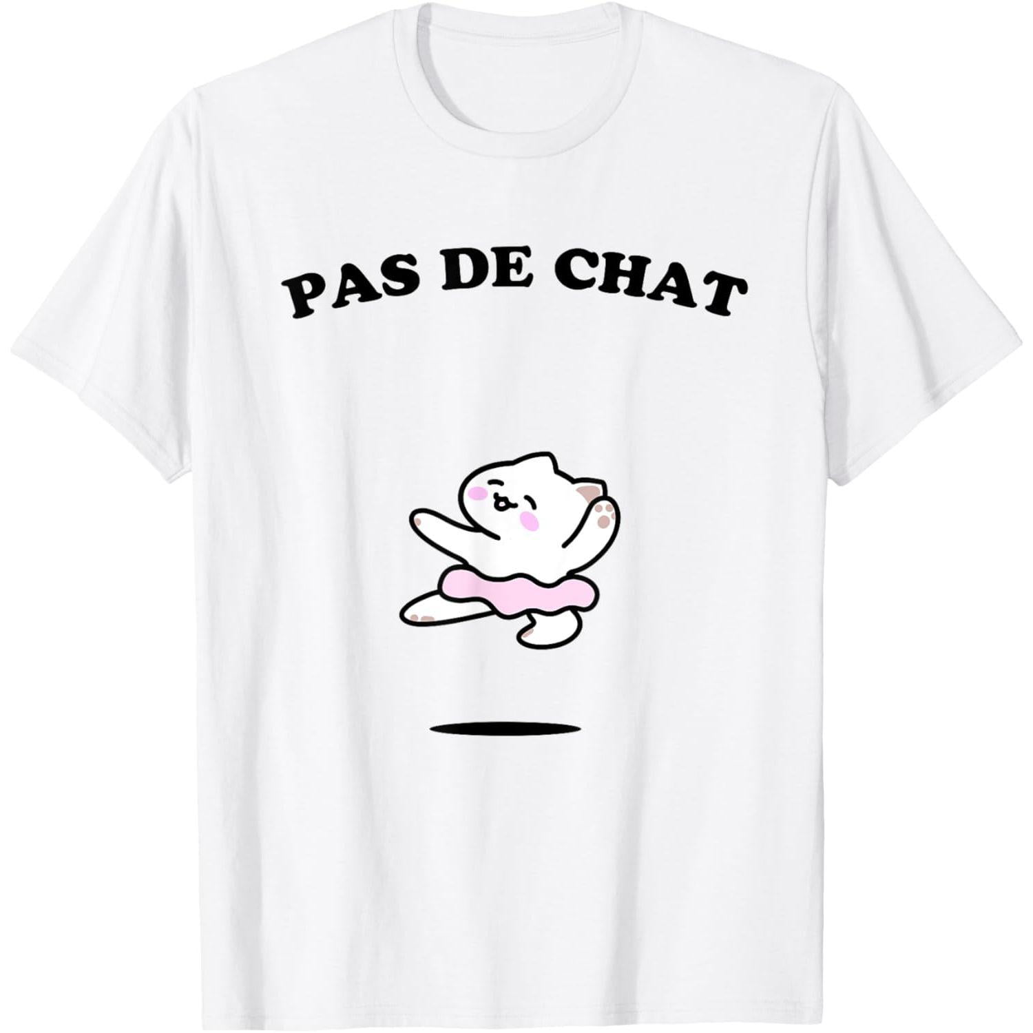 Cute Chibi Ballet Cat jumping a Pas De Chat Dance move T-Shirt ...