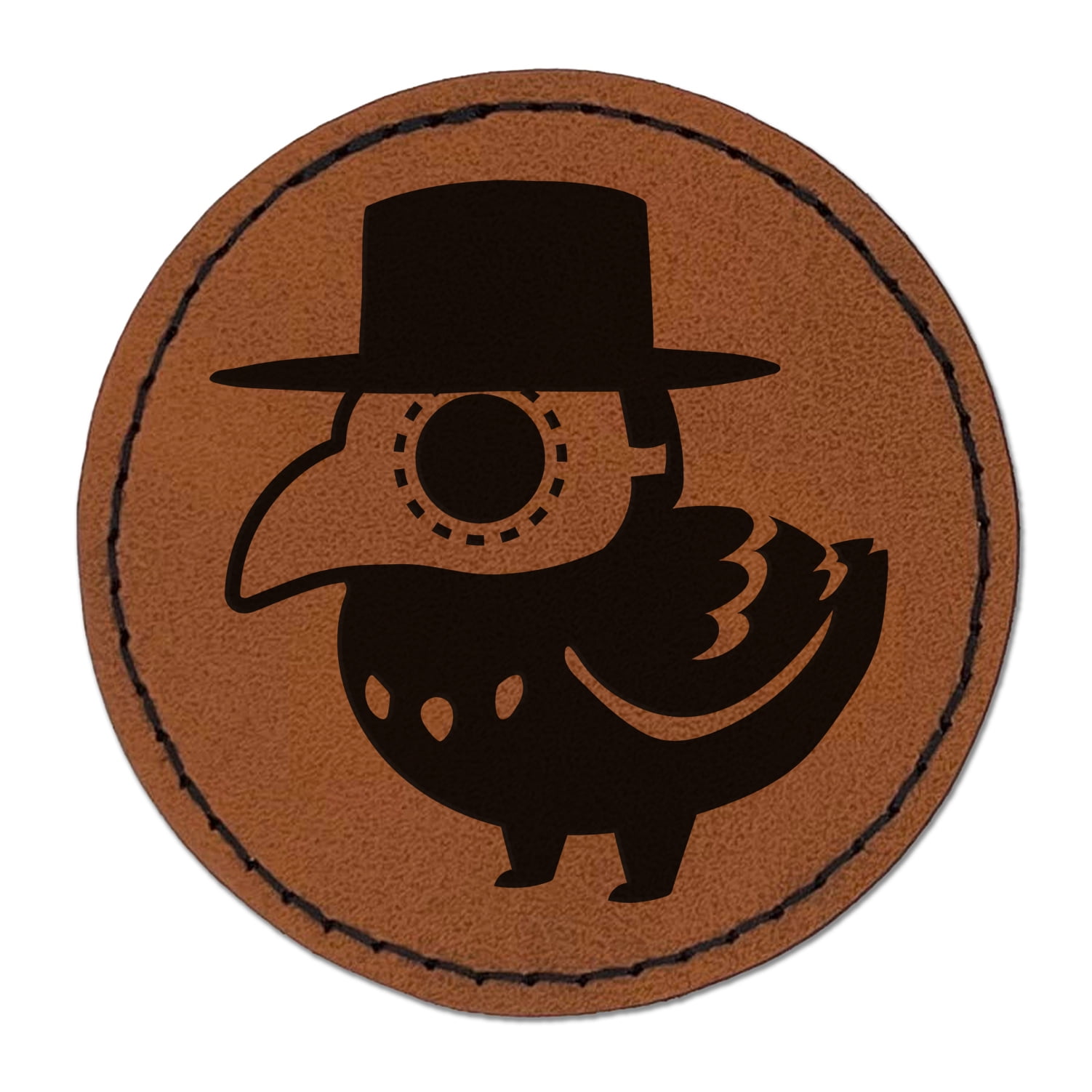 Cute Chibi Raven with Plague Doctor Mask 2.5" Faux Leather Round ...