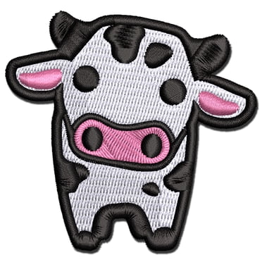 Darling Cow with Flower Applique Multi-Color Embroidered Iron-On Patch ...