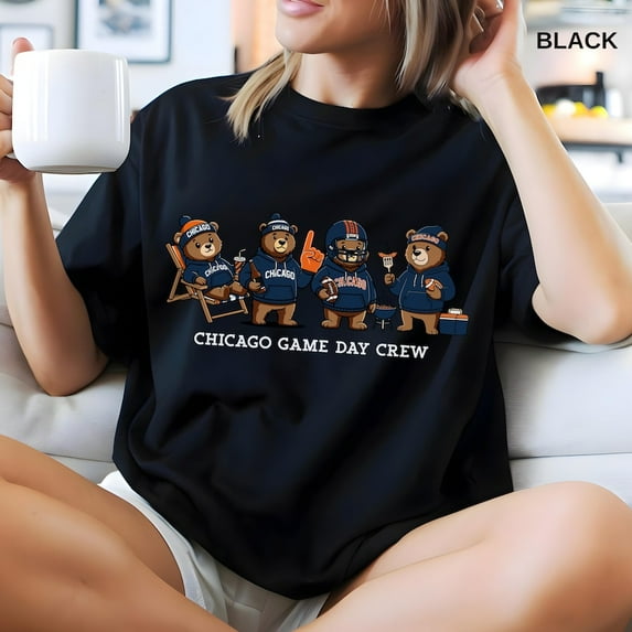 Cute Chicago Football Game Day Crew Bear Unisex Cotton T-Shirt, Sizes S ...