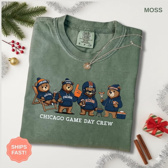 Cute Chicago Football T-Shirt, Trendy Game Day 4 Bear T-Shirt, Football ...