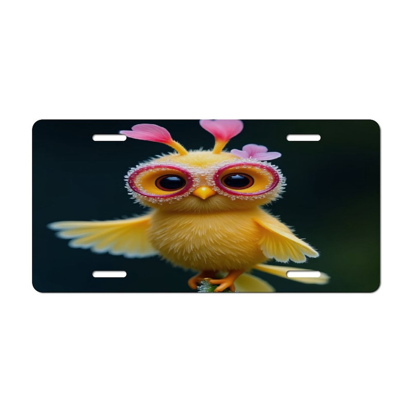 Cute Chick with Hearts And Glasses Car Decorative Front License Plate ...
