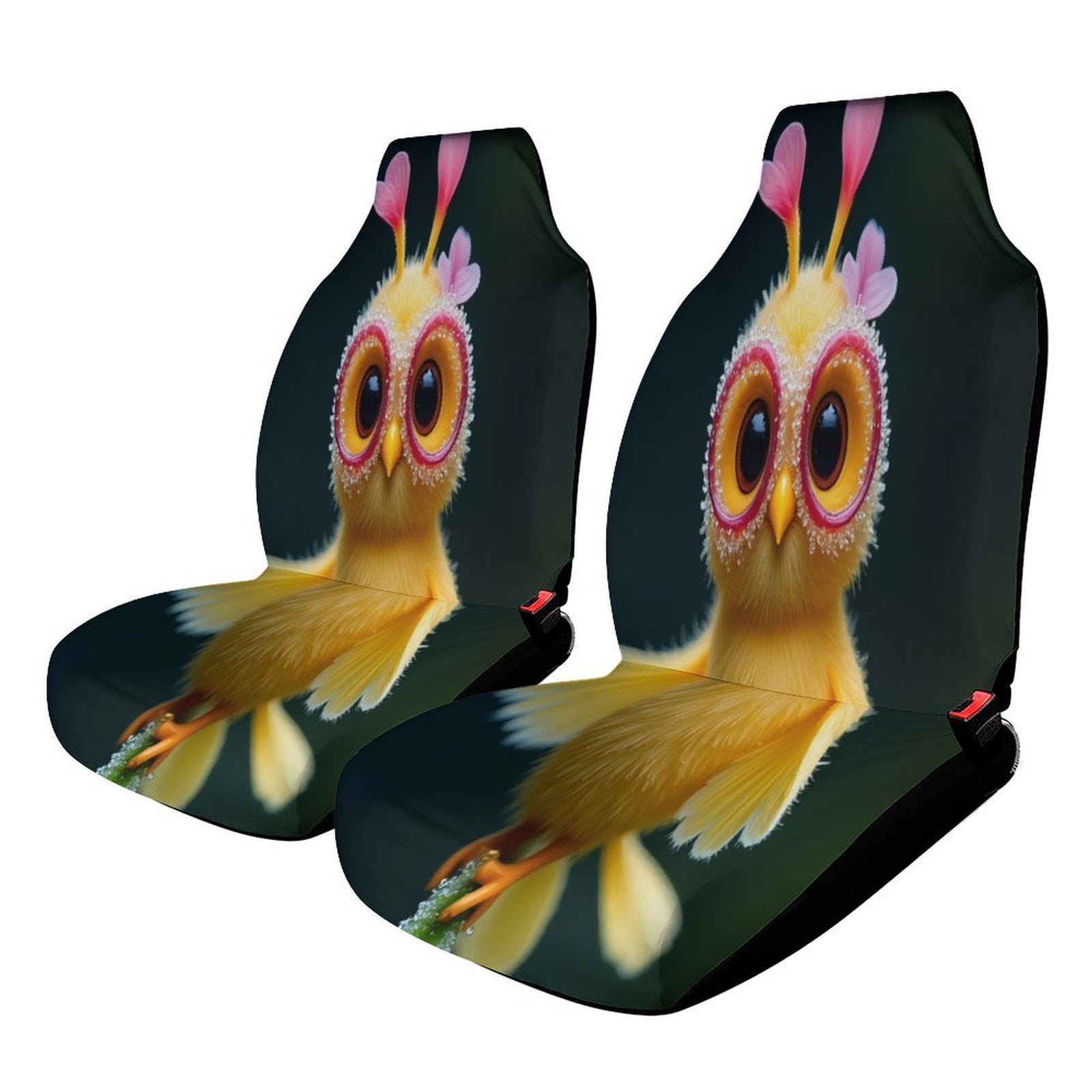 Cute Chick with Hearts And Glasses Car Seat Cover Set Auto Front Bucket ...