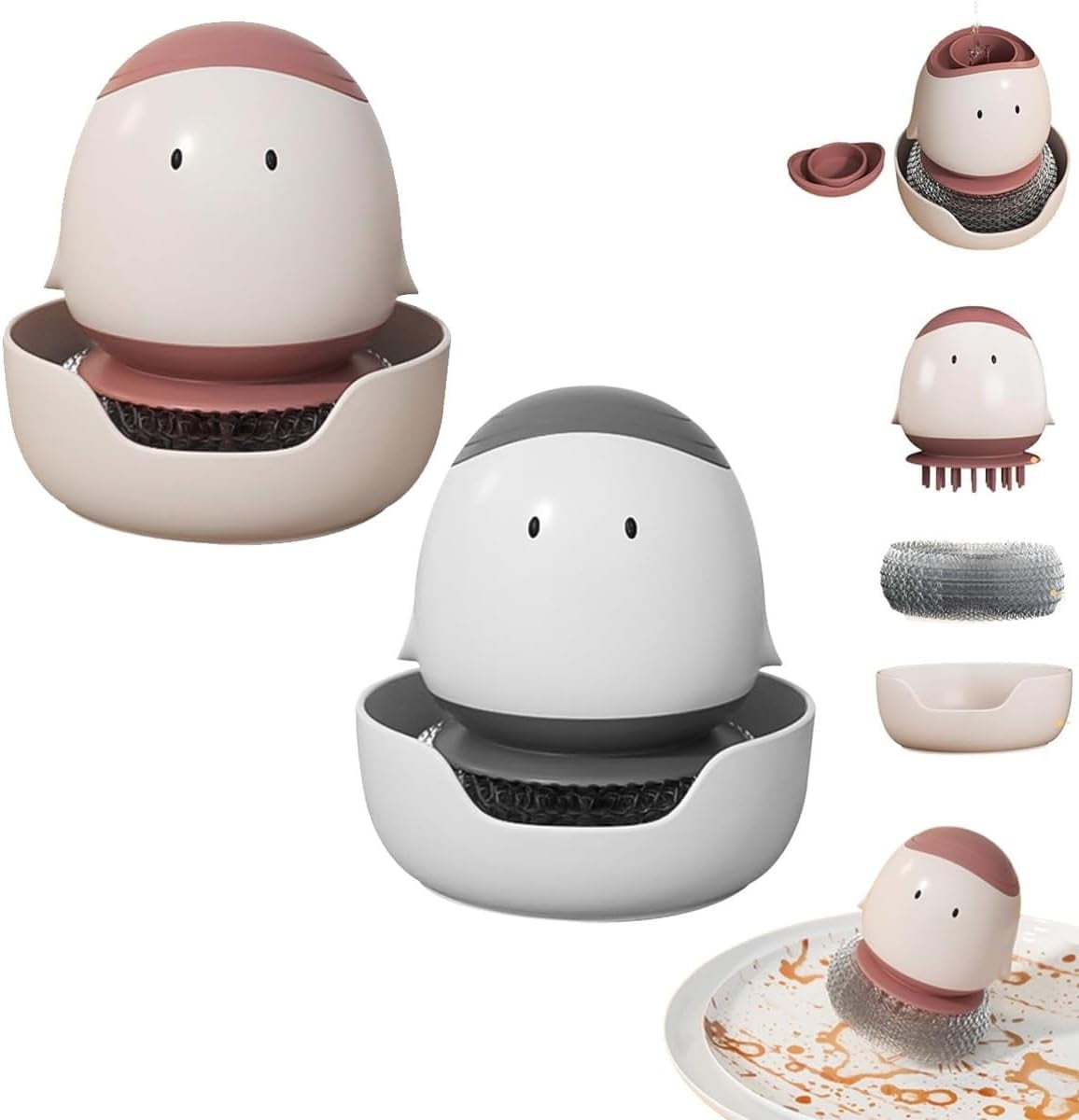 Cute Chicken Automatic Press Pot Brush, Dish Scrubber with Soap ...