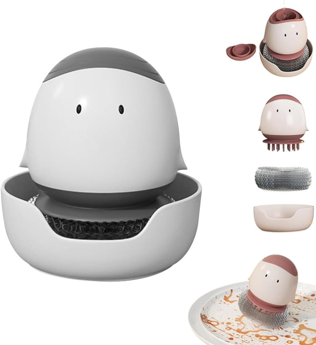Cute Chicken Automatic Press Pot Brush, Dish Scrubber with Soap ...