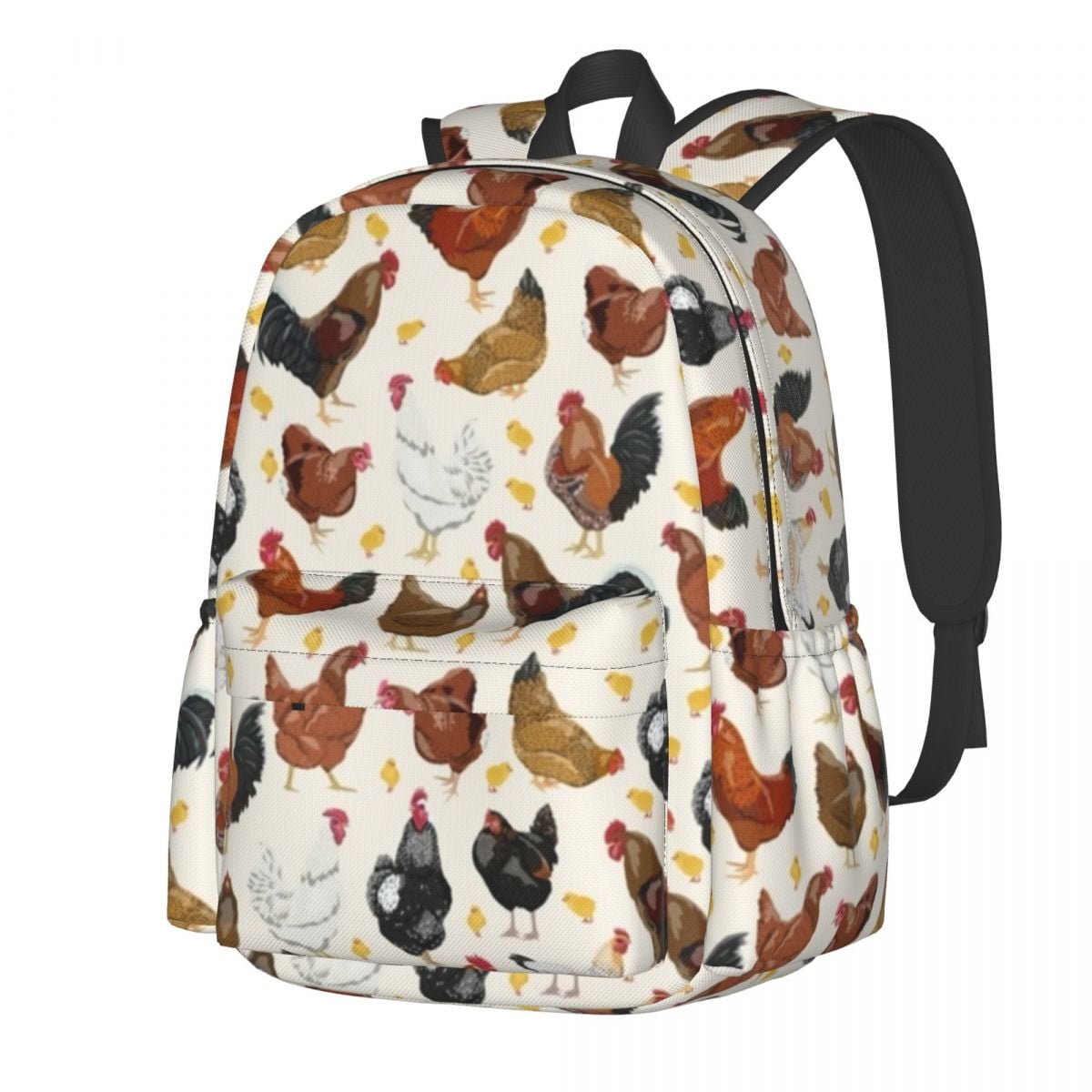 Cute Chicken Backpack Unisex Farm Animals Print Soft Backpacks Polyester Funny High Bags Sport ...
