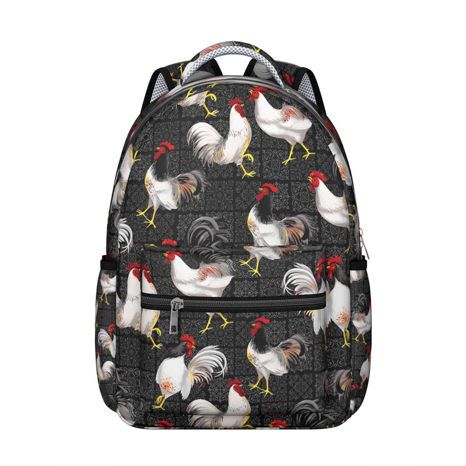 Cute Chicken Cartoon Backpack for Student Hen Egg Chick Pattern Farm ...