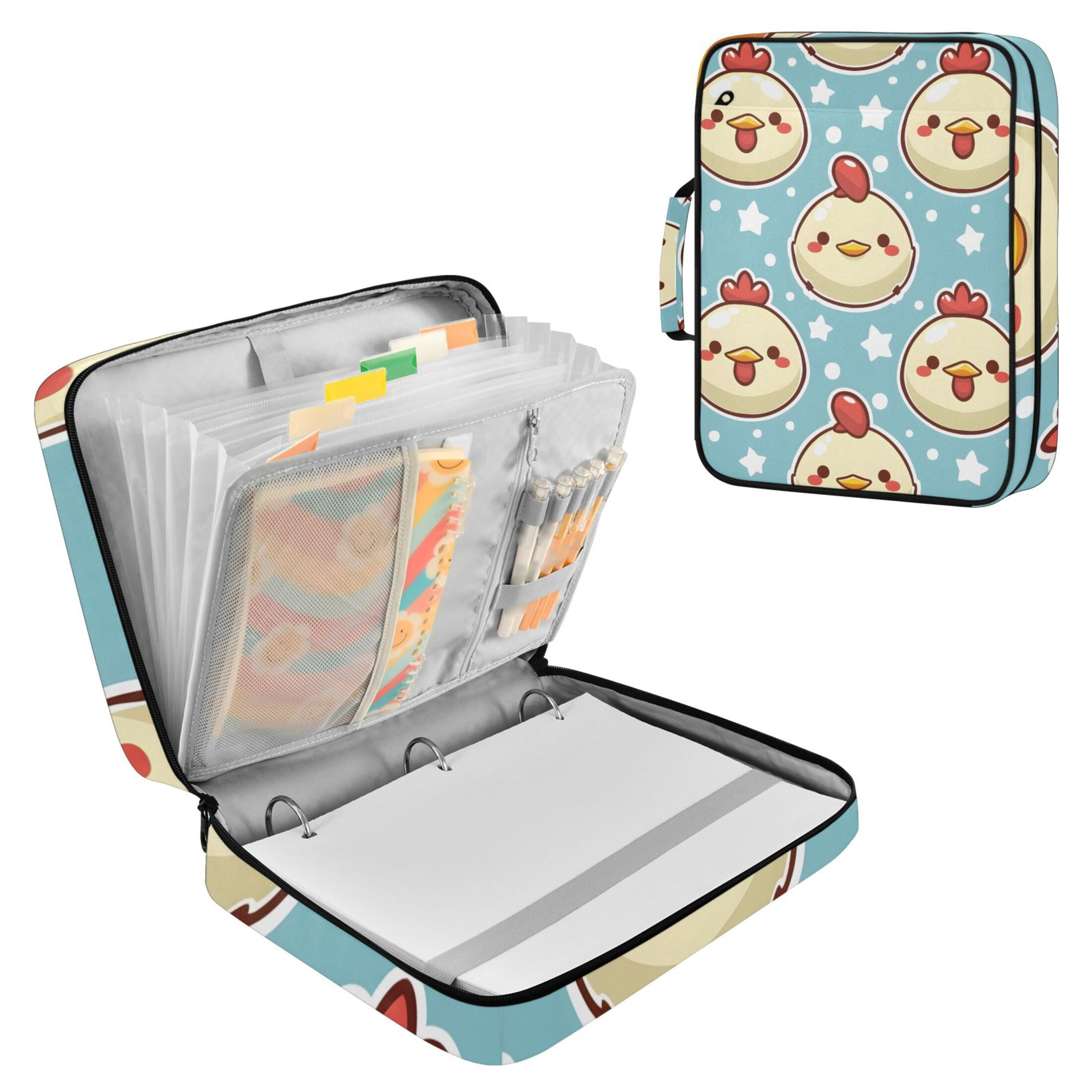 Cute Chicken Faces Stars Dots Accordion File Organizer Expanding File ...