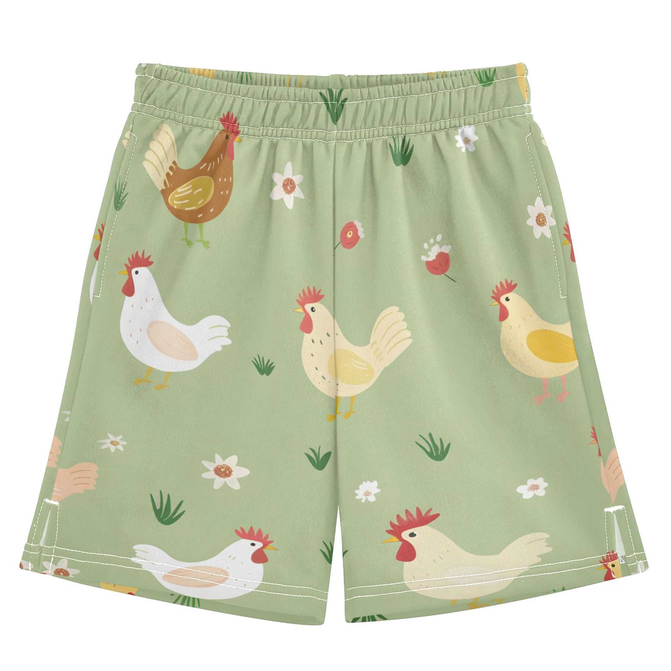 Cute Chicken Family Farm Athletic Shorts Breathable with Comfort Fit ...