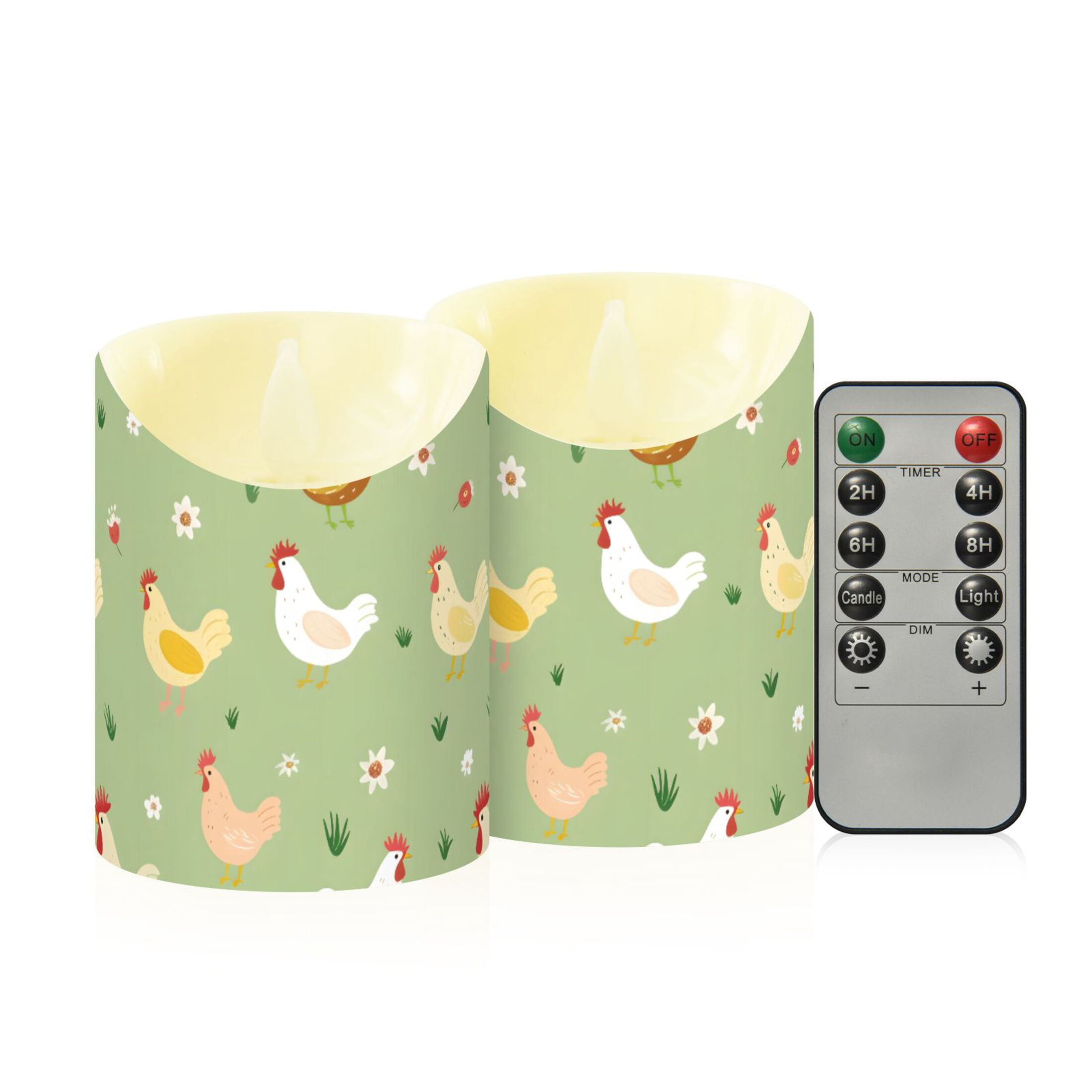 Cute Chicken Family Farm Flameless Candles 2 PCS with Remote Realistic ...