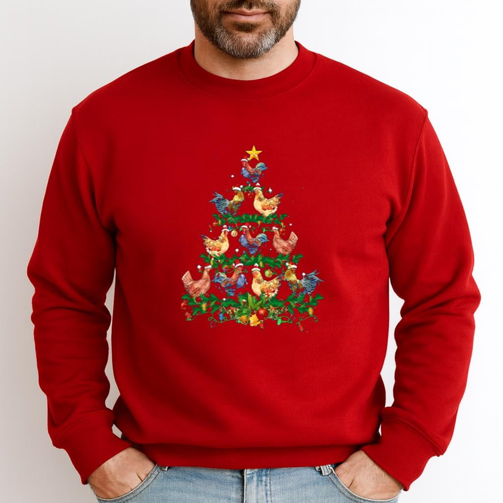 Cute Chicken On A Christmas Tree With A St. Nick Hat Funny Holiday ...