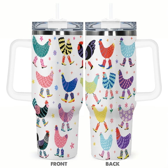40oz Cute Chicken Parade Colorful Farm Birds Wearing Boots Kids ...