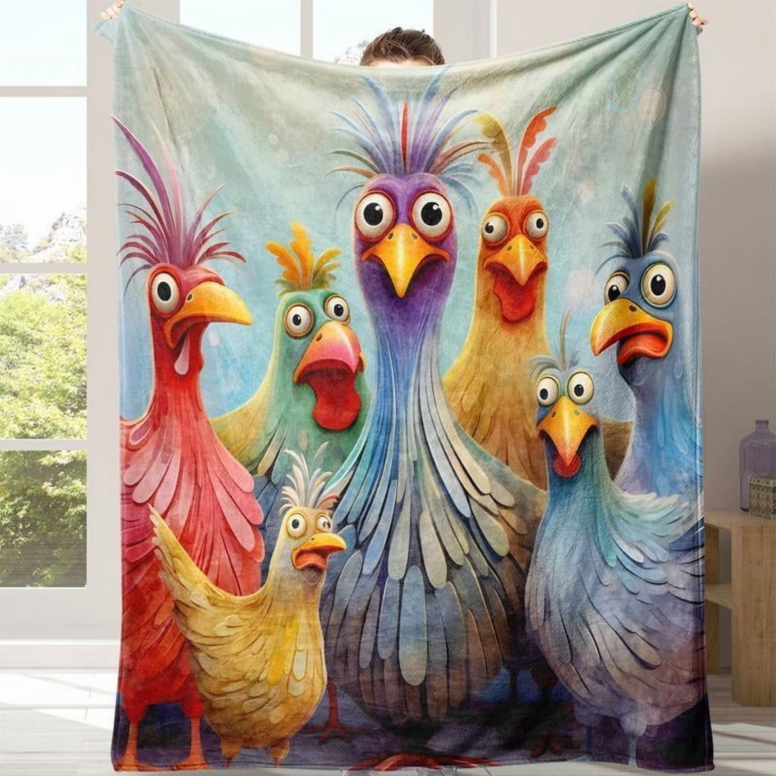 Cute Chicken Pattern Fleece Blanket, 1 Count Soft Comfortable Throw ...