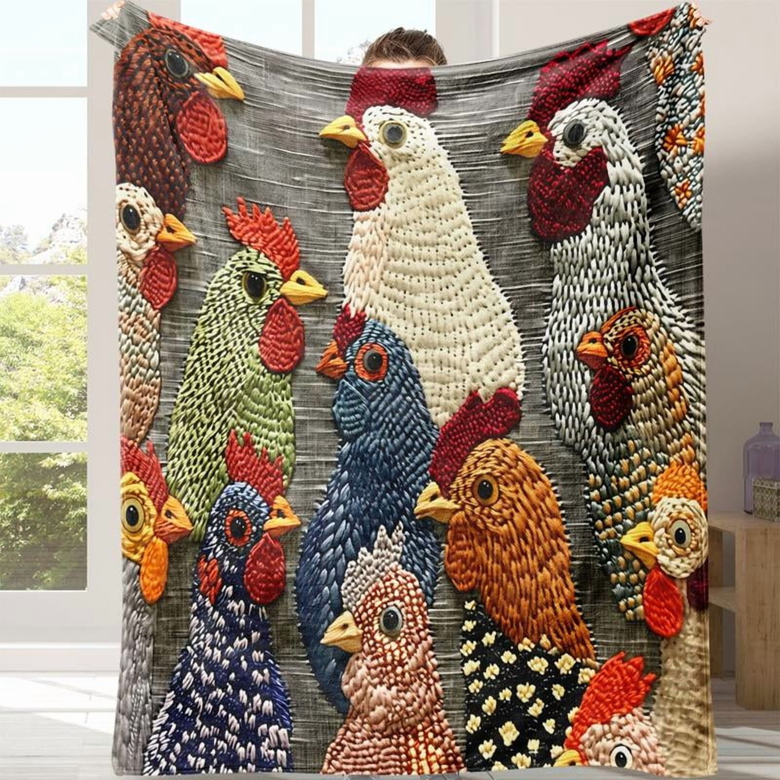 Cute Chicken Pattern Fleece Blanket, 1 Count Soft Comfortable Throw ...