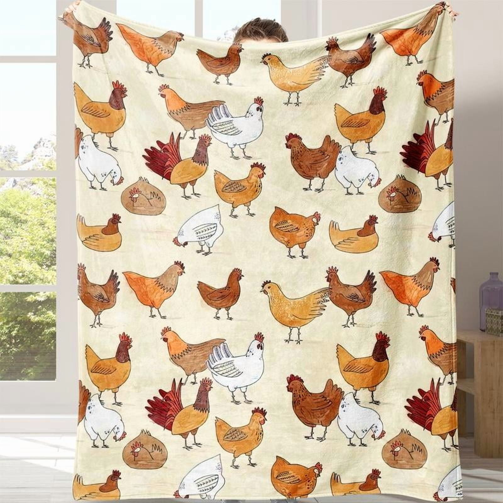 Cute Chicken Pattern Fleece Blanket, Fluffy Blanket, 1 Count Soft ...