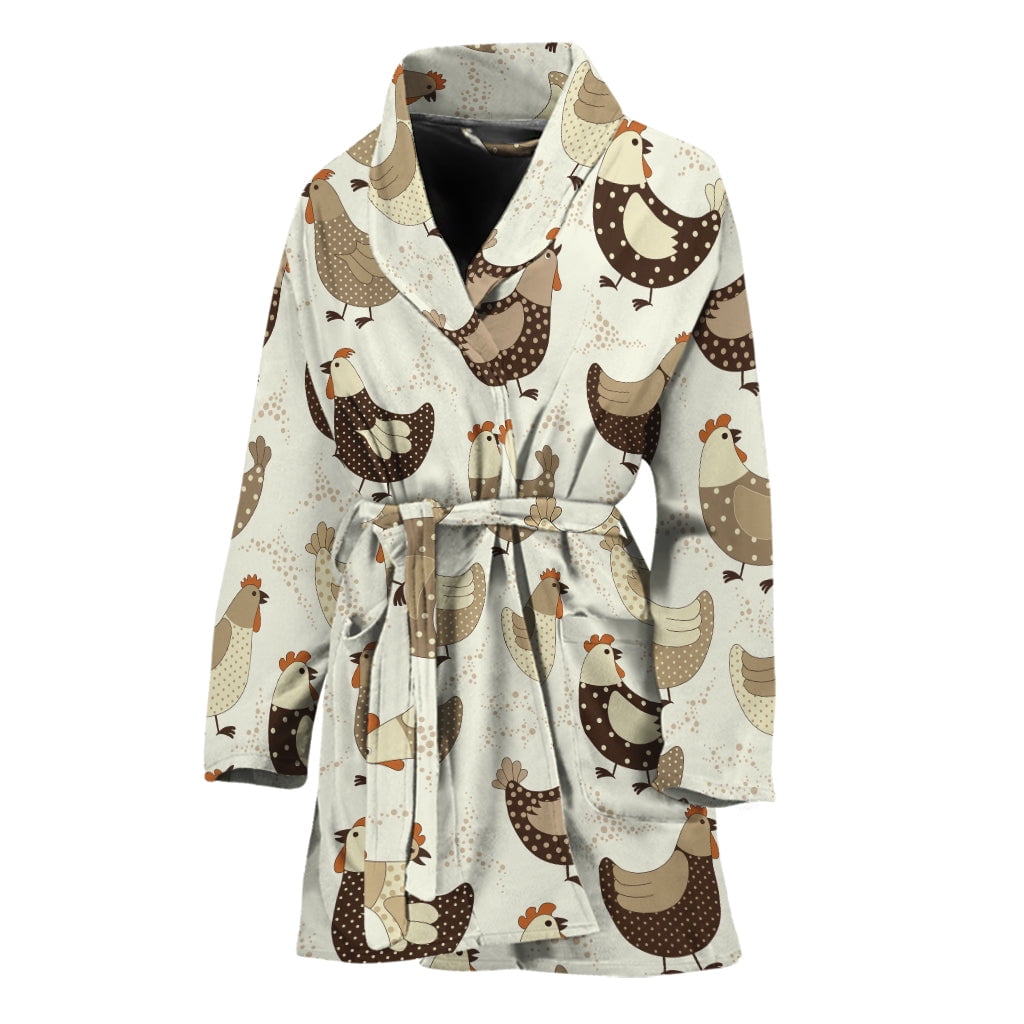 Cute Chicken Pattern Women Bathrobe One Size Univeral Fits, Farmer ...
