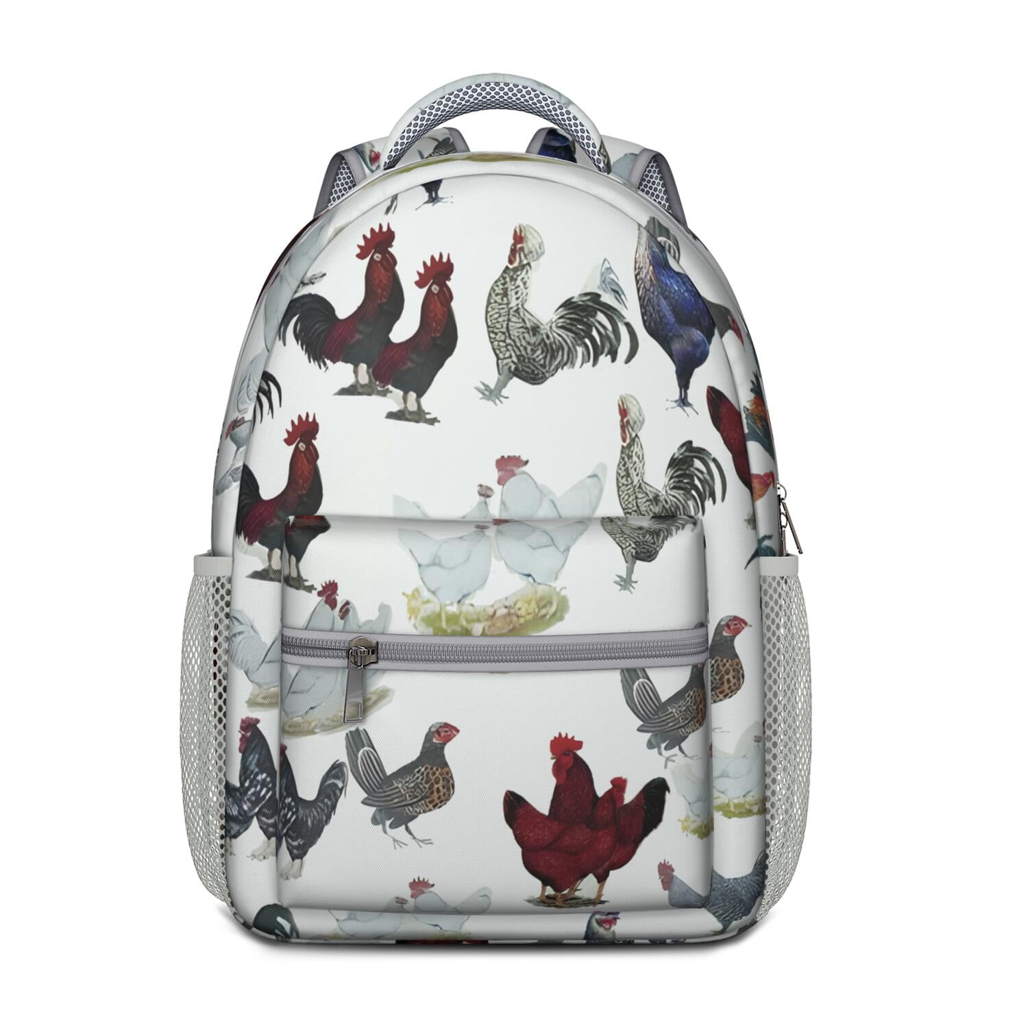 Cute Chicken Print School Backpack – Watercolor Hen and Egg Pattern ...