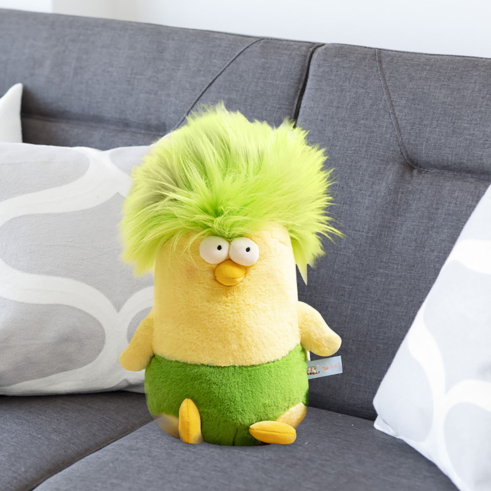 Cute Chicken Throw Pillow With Green Hair For Adult Funny Chicken Throw ...