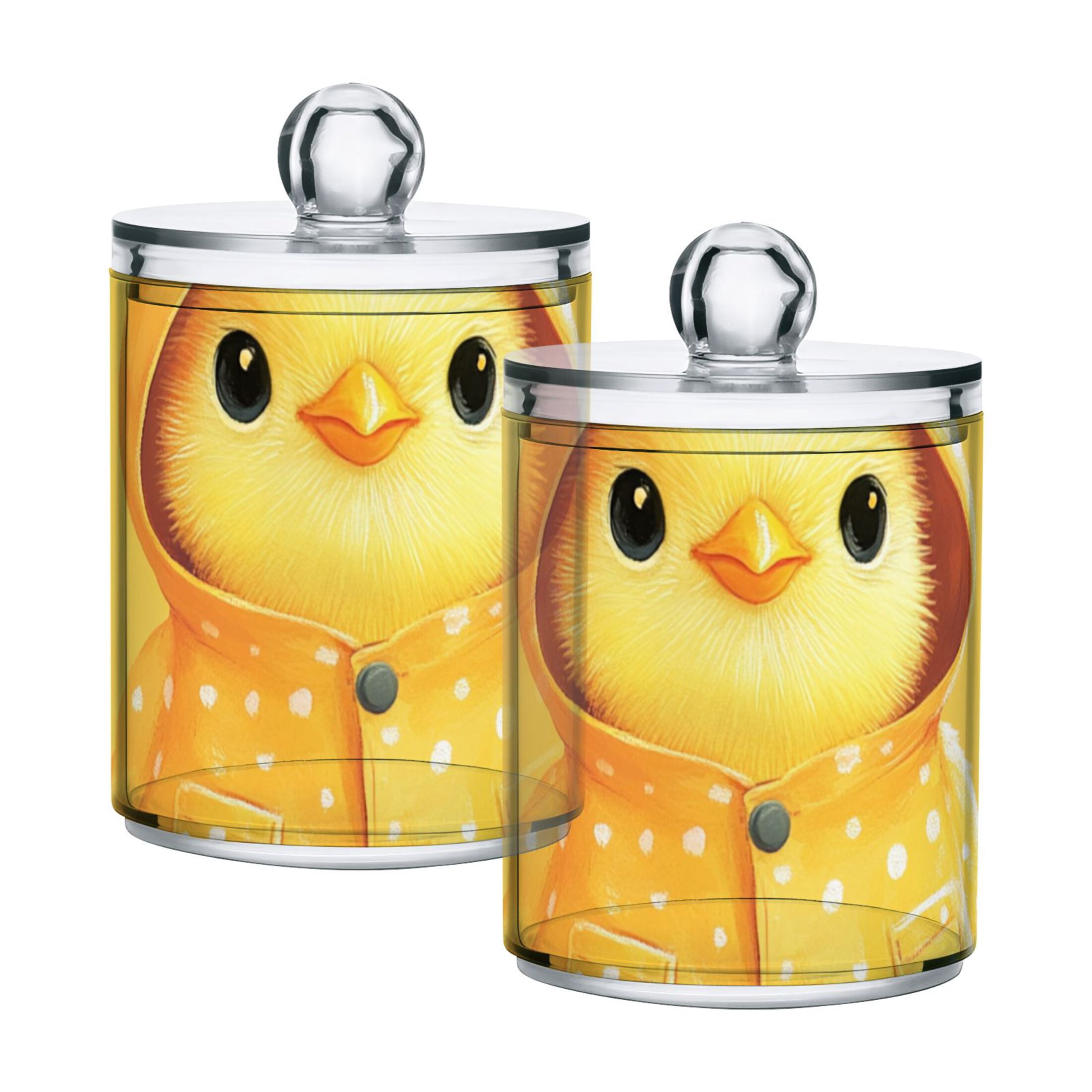 Cute Chicken Wearing Raincoat Raindrops Translucent Plastic Cans ...