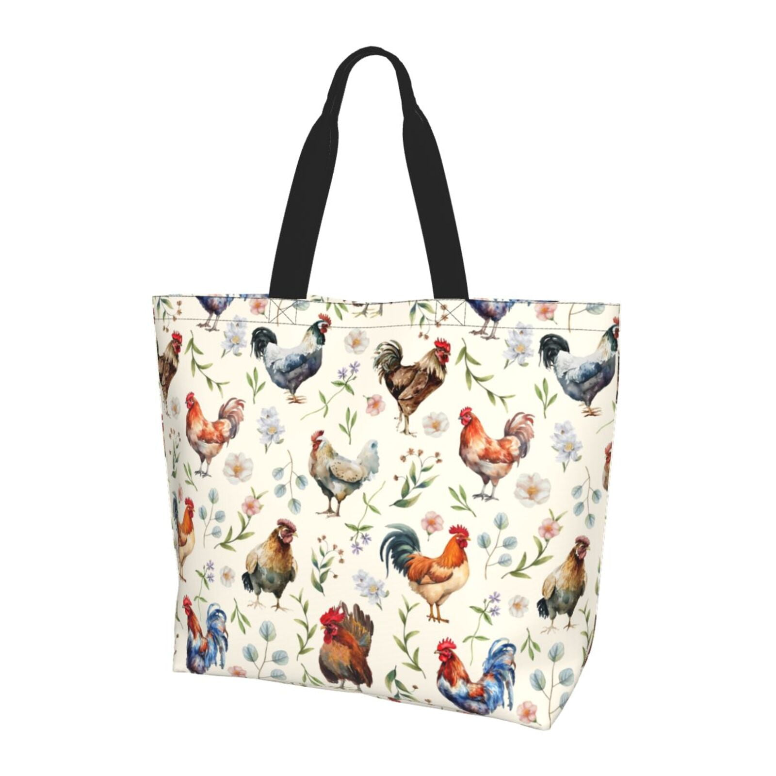 Cute Chicken Women's Tote Bags Reusable Grocery Shopping Bag Foldable ...
