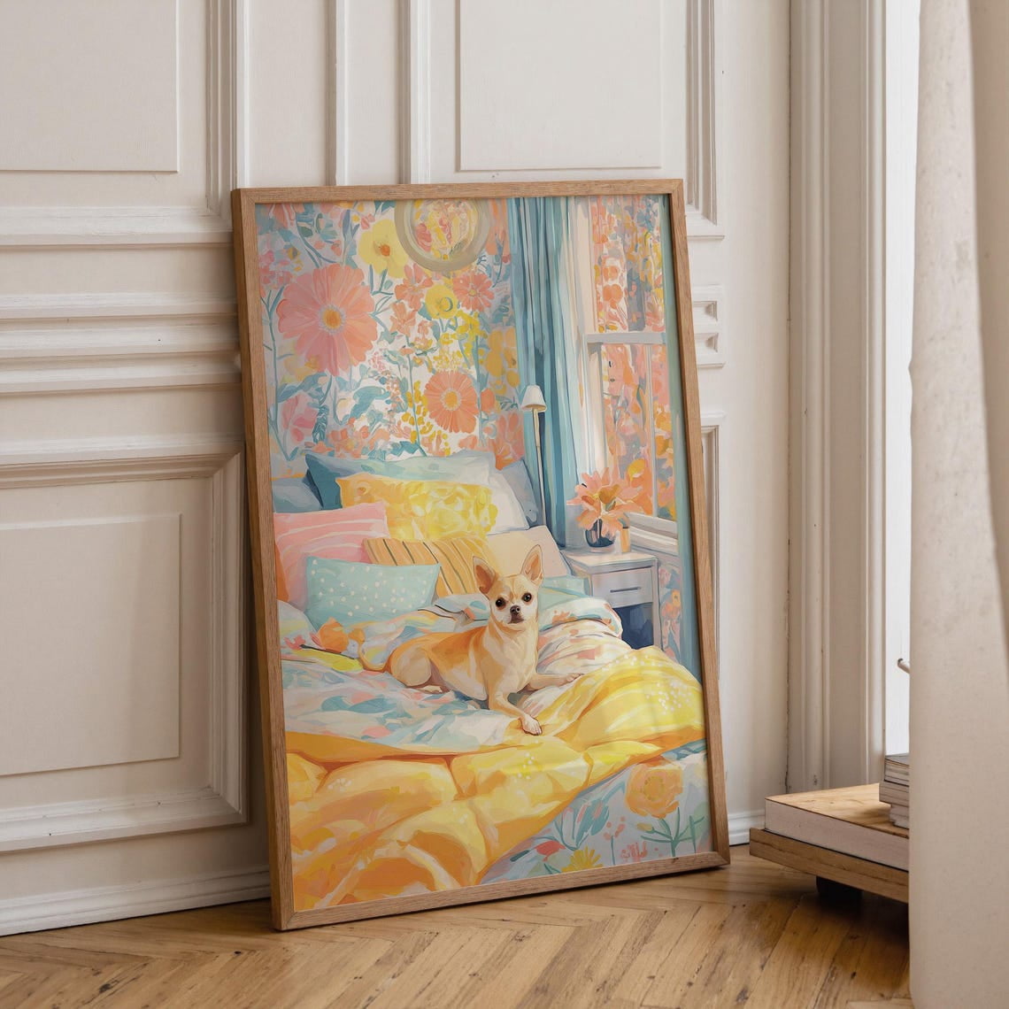 Cute Chihuahua Bedroom Pastel Floral Dog Cozy Cottagecore Puppy Graphic ...