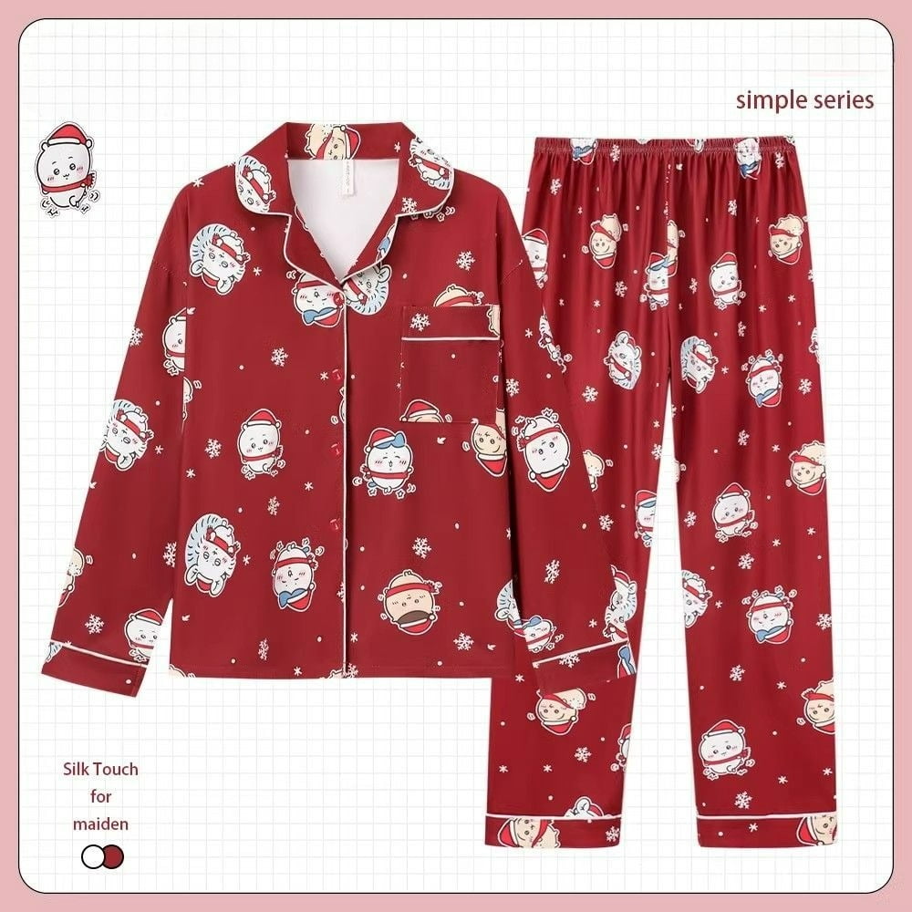 Cute Chiikawa Momonga pajamas spring and autumn long-sleeved trousers ...