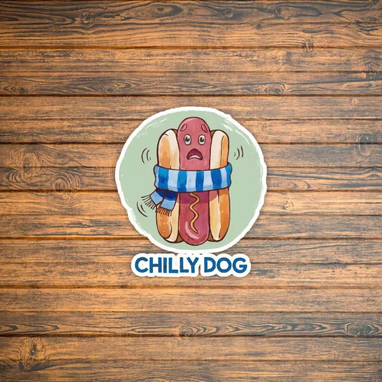 Cute Chilly Dog Sticker - Pun Cartoon Hot Dog Character In Scarfphone ...