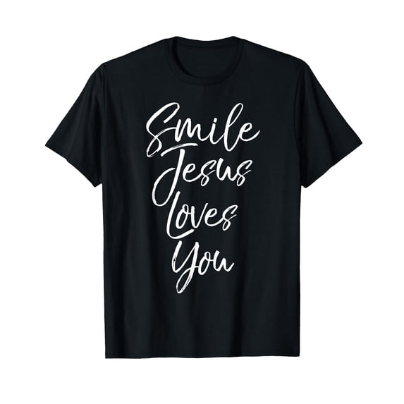 Cute Christian Saying T-Shirt with "Smile Jesus Loves You" Message for ...