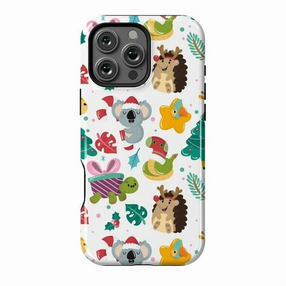 Cute Christmas Animals Winter Holiday Art iPhone Case 17 16 15 14 13 12 ...