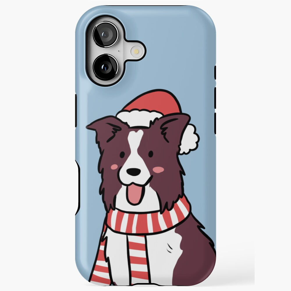 Cute Christmas Border Collie Case for iPhone 11 12 13 14 15 16 17 Pro ...