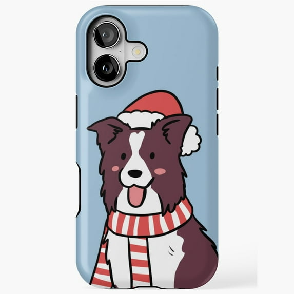 Cute Christmas Border Collie Case for iPhone 11 12 13 14 15 16 17 Pro ...