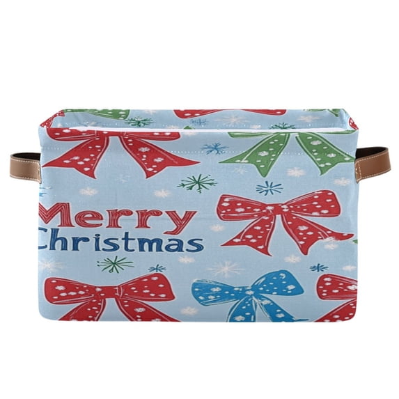 Cute Christmas Bows Foldable Storage Basket,Canvas Fabric Foldable ...