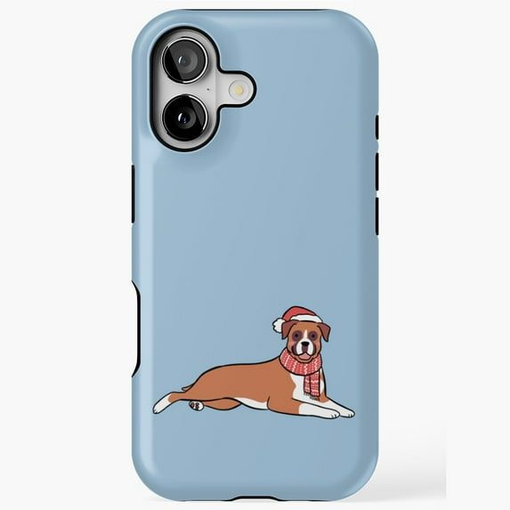 Cute Christmas Boxer Dog Art Case for iPhone 11 12 13 14 15 16 17 Pro ...