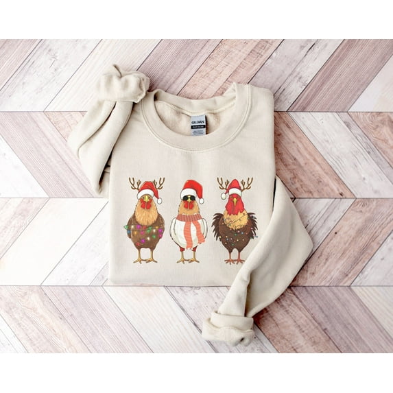 Cute Christmas Chickens T-Shirt Christmas Farm Animal T-Shirt Womens ...