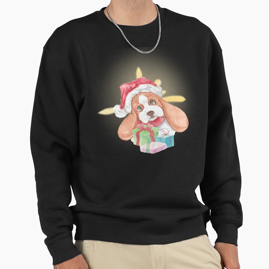 Cute Christmas Dog With St. Nick Hat Gifts Graphic Unisex Sweatshirt ...