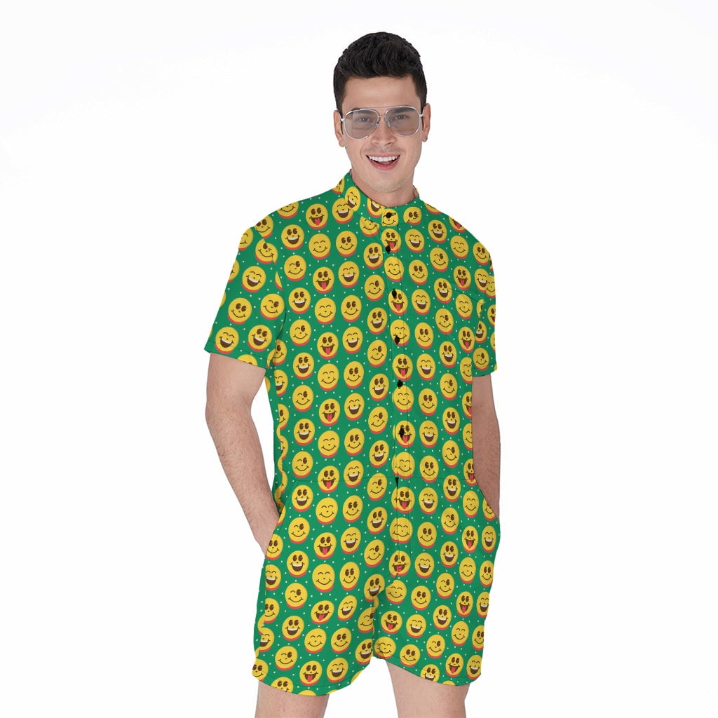 Cute Christmas Emoji Pattern Short Sleeve Men'S Rompers, Jesus ...