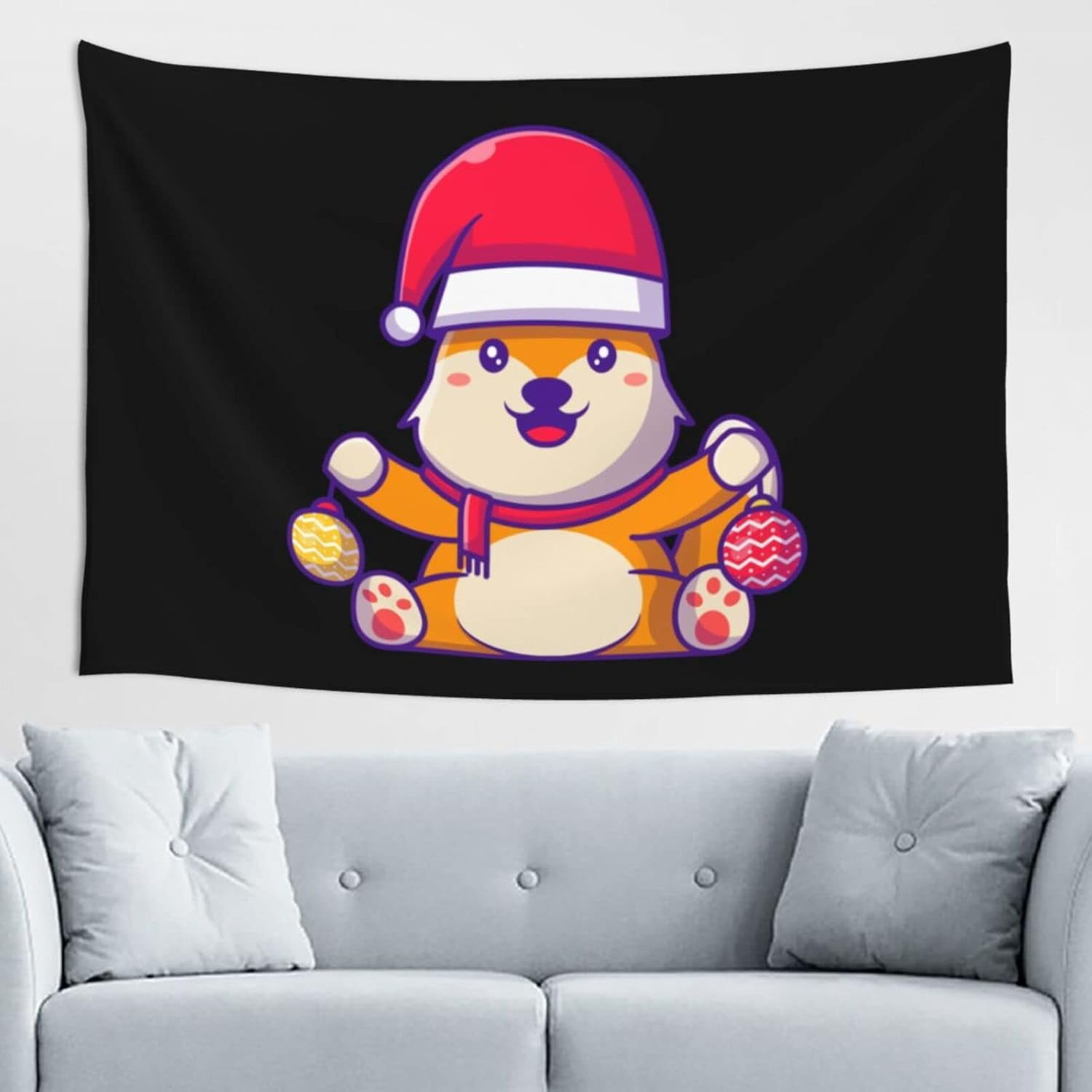 Cute Christmas Fox Tapestry 60X40 Inches Living Room Bedroom Dormitory ...