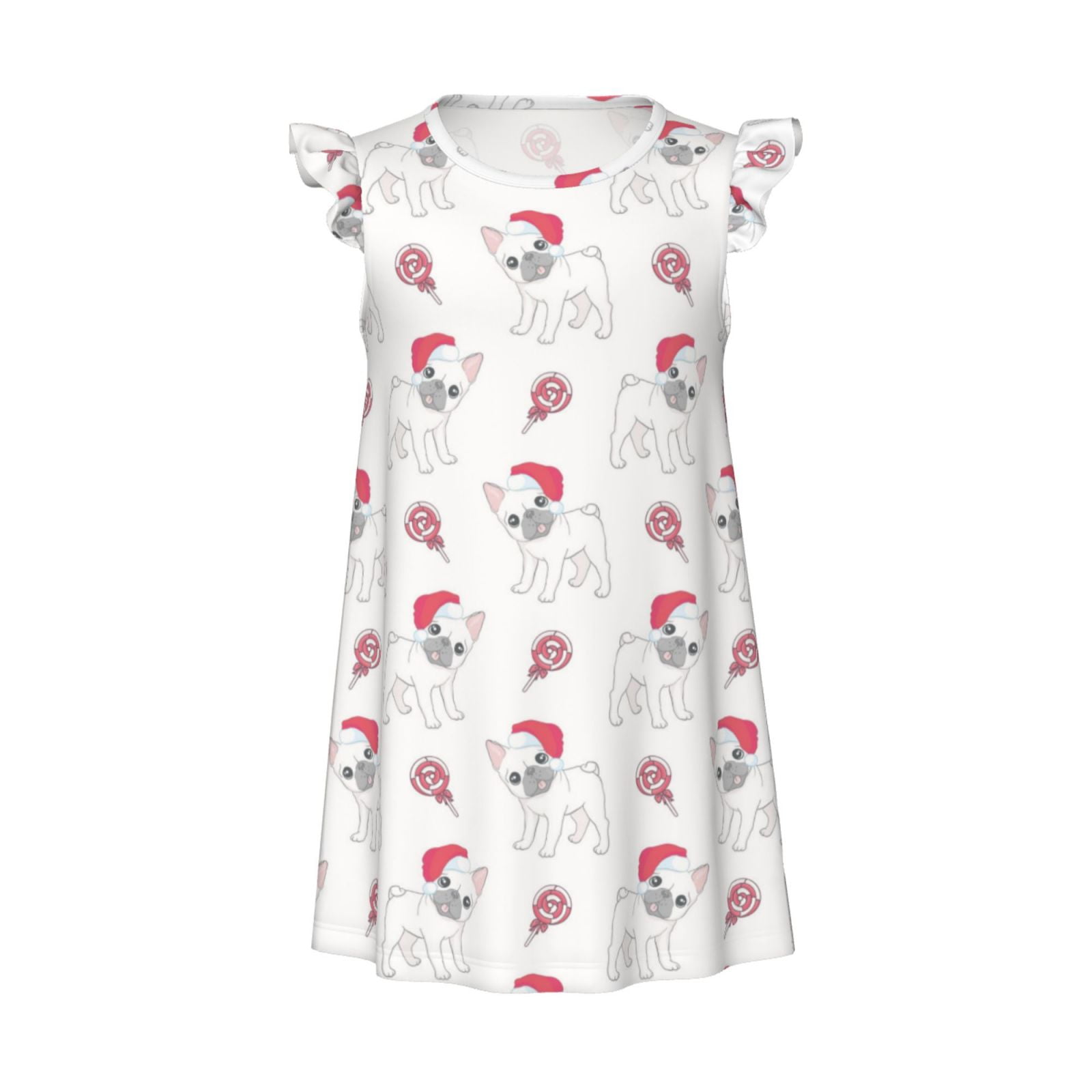Cute Christmas French Bulldog Girls Nightgowns, Short Sleeves Princess ...