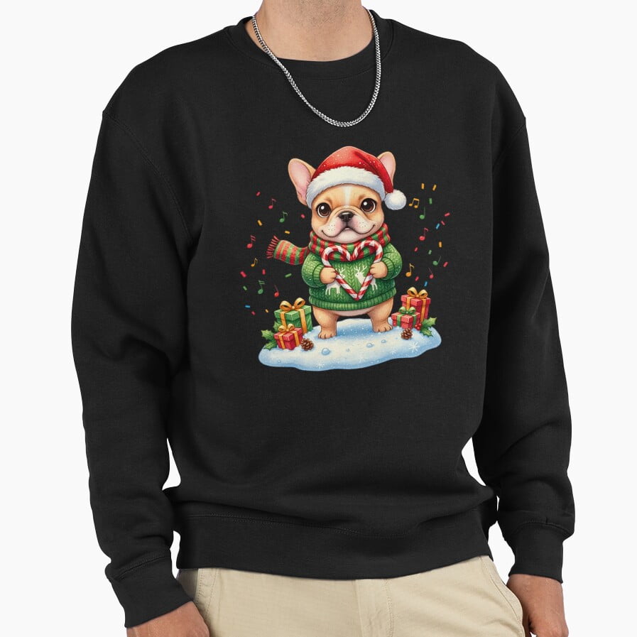 Cute Christmas Frenchie Adorable Graphic Unisex Sweatshirt Retro Candy ...