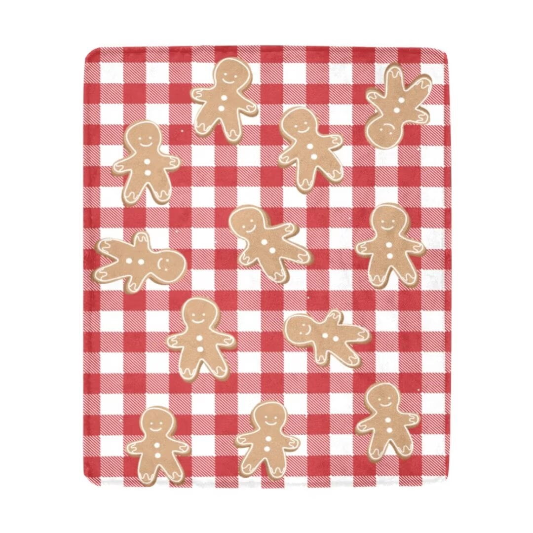 Cute Christmas Gingerbread Throw Blanket Soft Warm Lightweight Flannel ...