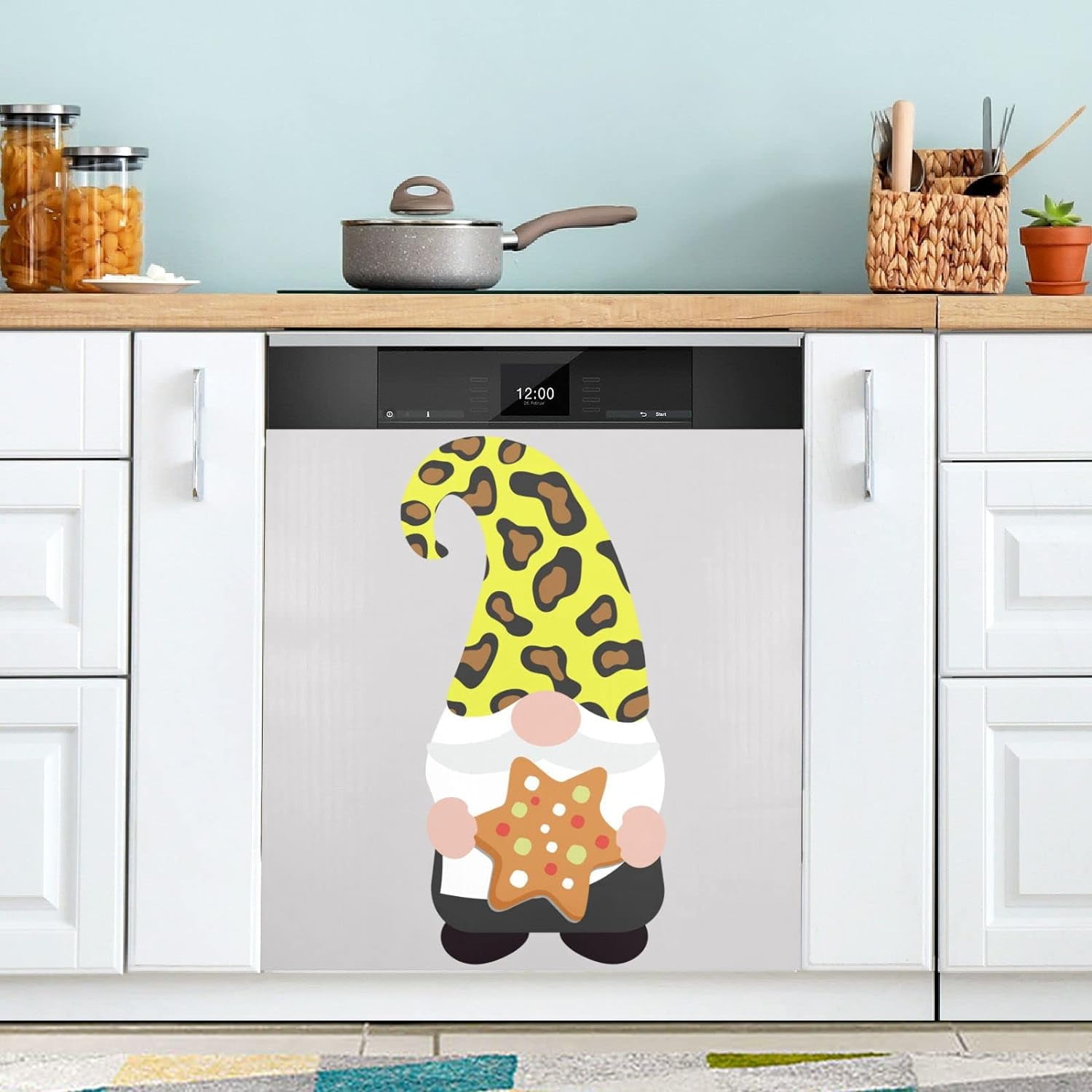 Cute Christmas Gnome Magnetic Dishwasher Cover, Refrigerator Cabinet ...