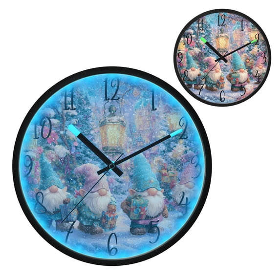 Cute Christmas Gnomes Luminous Wall Clock with Sound-Activated LED 12 ...