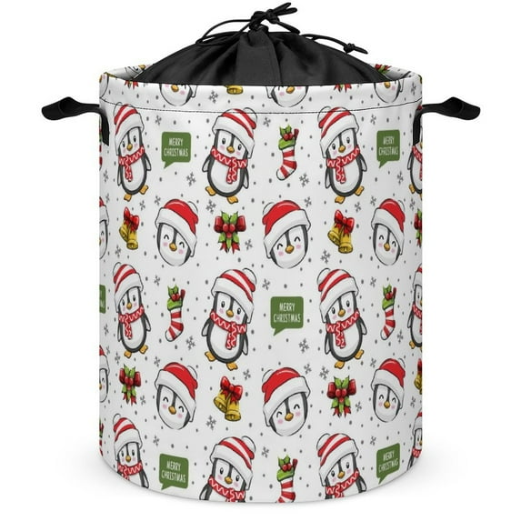 Cute Christmas Hat Penguin A Laundry Basket Dirty Clothes Hamper ...