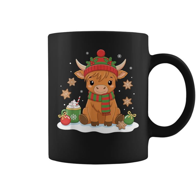 Cute Christmas Highland Cow Lover Xmas Farm Animal Coffee Mugs ...