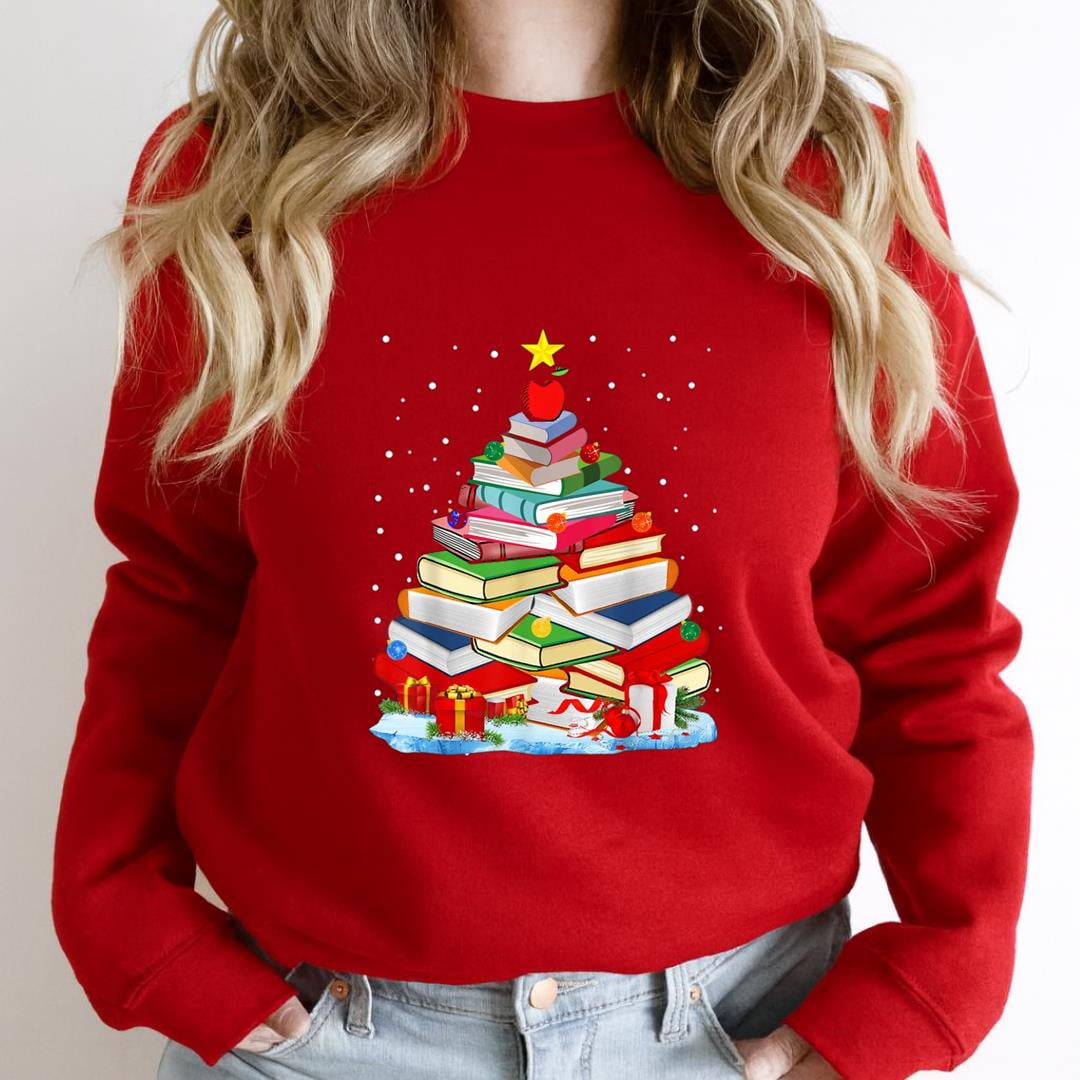 Cute Christmas Library Tree Funny Gift For A Librarian And Book Lover ...